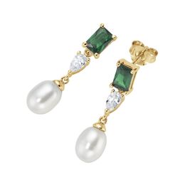 Paar Ohrh&auml;nger Smart Jewel "mit edlen Steinen und S&uuml;&szlig;wasser-Perle, Silber 925", gold, Ohrringe, Damen, Silber 925 (Sterlingsilber)
