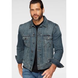 Jeansjacke Wrangler "WESTERN DENIM JACKET", Herren, Gr. L, grau (mid, stone), Denim/Jeans, Obermaterial: 100% Baumwolle, normal, Jacken Jeansjacke