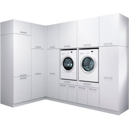Mehrzweckschrank-Set LAUNDREEZY "Laundreezy, 12-tlg. Mehrzweckschrank-Set B/H/T 285/238/68 cm", weiß matt, B:285cm H:238cm T:68cm, Holzwerkstoff, Kastenmöbel-Sets, Breite 285 cm, Soft-Close-Funktion für Türen