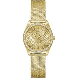 Quarzuhr Guess "BOA", gold (gelbgoldfarben), Armbanduhren, Damen, Armbanduhr, Damenuhr, Kristallsteine, Mineralglas, Edelstahlarmband