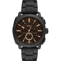 Chronograph Fossil "MACHINE", schwarz (schwarz, schwarz), Armbanduhren, Herren, Quarzuhr, Armbanduhr, Herrenuhr, Edelstahlarmband, analog