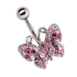 Adelia´s Bauchnabelpiercing ADELIA´S "Piercing Bauchnabelpiercing", rosa, Piercings, Damen, onesize, Titan, Mit vielen kleinen Steinen in verschiedenen Farben verziert