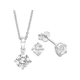 Schmuckset Amor "9964963, 9964888 Halskette und Ohrringe", silber (silberfarben, kristallweiß, kristallweiß), Schmuck_Sets, Damen, Silber 925 (Sterlingsilber), mit Zirkonia (synth.)