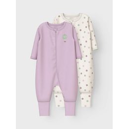 Schlafanzug name it "NBFNIGHTSUIT 2P ZIP FF JET DOT NOOS", Kinder, Gr. 74, grün (jet stream), Jersey, Obermaterial: 100% Baumwolle, bedruckt, regular fit knöchellang, Rundhals, Homewear-Sets