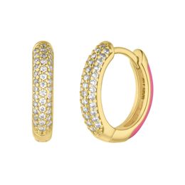 Paar Creolen NOELANI "2036062", gold (goldfarben, kristallwei&szlig;, kristallwei&szlig;), Ohrringe, Damen, Silber 925 (Sterlingsilber), mit Zirkonia (synth.)