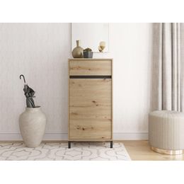 Schuhkommode Home Affaire "Arran, Schuhregal, Schuhschrank", artisan eiche, B:54,5cm H:109,5cm T:40cm, MDF, Spanplatte, Sideboards, zwei Regale und eine Schublade. Gesamtbreite 54,5 cm