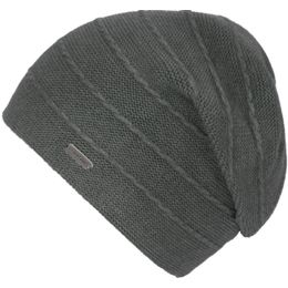 Beanie Chillouts "Artemis Hat", Damen, grau (grau, unifarben), Materialmix, Strukturmuster, unifarben, Mützen, mit doppellagiger Verarbeitung, raffinierter Strickstruktur