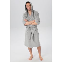 Unisex-Bademantel my home "Sanremo, ideal für Sauna & Spa, Hotelbademantel, Morgenmantel" Gr. XXL, grau, L:125cm, Baumwolle, Hausmäntel, mit Taschen, Damen & Herren Bademäntel, S-3XL