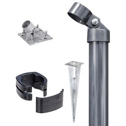Eckpfosten Alberts "Fix-Clip Pro", grau (anthrazit), H:122cm, Stahl, Zaunpfosten, f&uuml;r Maschendrahth&ouml;he 122 cm, zum Aufschrauben