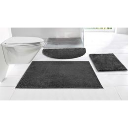 Badematte my home "Juna, Badteppich" Gr. 2, grau (anthrazit), H:15mm, Polyester, Badematten, besonders weich, Badematten, unifarben