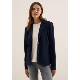 Kurzblazer Cecil, Damen, Gr. L42, blau (urban dunkelblau), Stoff, 74% Viskose, 24% Polyester, 2% Elasthan, unifarben, normal normal, V-Ausschnitt, abgesteppt, Blazer, mit Reverskragen