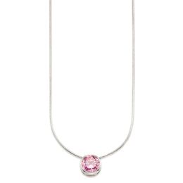 Kette mit Anhänger Bruno Banani "Schmuck Geschenk Silber 925 Halsschmuck Halskette Schlangenkette Stein", bunt (silberfarben, pink), Halsketten, Damen, Silber 925 (Sterlingsilber), L: 45, mit Zirkonia (synth.), Korund (synth.) oder Spinell (synth.)