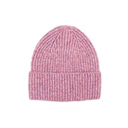 Strickmütze CAPO, Damen, rosa (rose), Strick, Materialmix, meliert, Mützen, Melange-Optik, Rippenstrick, breiter Umschlag