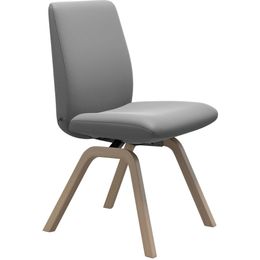 Polsterstuhl stressless "Laurel", grau (wild dove batick, schwarz), B:49cm H:92cm T:59cm, Leder BATICK: BATICK ist ein leicht korrigiertes, durchgefärbtes und genarbtes Möbelleder, bei dem die meisten Unebenheiten und Spuren in der Regel entfernt wurden., Stühle, Low Back, Größe L, mit schräggestellten Beinen in Schwarz