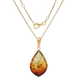 Kette mit Anhänger Firetti "Schmuck Geschenk Silber 925 Halsschmuck Halskette Venezianer Tropfen", gold (gelbgoldfarben, bernsteinfarben), Halsketten, Damen, Silber 925 (Sterlingsilber), L: 45 B: 1mm, mit Bernstein, B:1mm