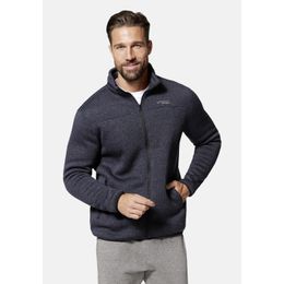 Sweatjacke Stooker Men "JOEL mit Stehkragen Strick-Fleecejacke", Herren, Gr. 3XL, blau (navy melange), Samt, 100% Polyester, regular fit, Sweatjacken Sweatjacke, Sherpa fleece Straight Fit Casual Sherpa f&uuml;r Herren
