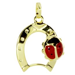 Kettenanh&auml;nger OSTSEE-SCHMUCK "OSTSEE-SCHMUCK Anh&auml;nger Hufeisen mit Marienk&auml;fer", gelb, Schmuckanh&auml;nger, Damen, 21 x 14mm, Gelbgold 333, 0,8 g, Kettenanh&auml;nger
