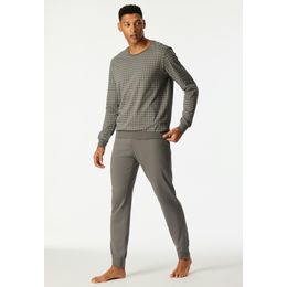 Schlafanzug uncover by Schiesser "Uncover Nightwear", Herren, Gr. 50, grau (200, grau), Single Jersey, Obermaterial: 100% Baumwolle, bequem lang, Rundhals, Homewear-Sets, Langarm, Rundhals-Ausschnitt, Single Jersey-Qualität, weich