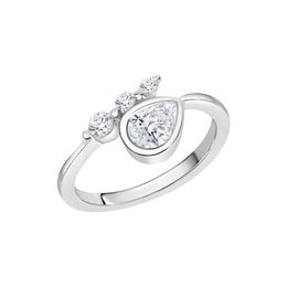 Fingerring ZEEme "Silber 925 rhodiniert mit Zirkonia wei&szlig;" Gr. 16,5, wei&szlig;, Fingerringe, Damen, 052 (16,6), Silber 925 (Sterlingsilber), Fingerring