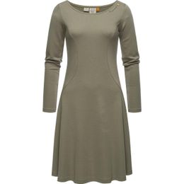 A-Linien-Kleid Ragwear "Appero", Damen, Gr. L (40), Normalgrößen, grün (olivgrün), Material: 70% Baumwolle, 30% Polyester, Basic, A-Linie ca. Mitte Oberschenkel, Rundhals, Ärmel ohne Ärmelschlitz abgesteppte Kante, Kleider, Stylisches Langarm-Kleid für den Winter