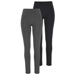Boysen's Leggings BOYSEN'S, Damen, Gr. 46 (L), N-Gr, grau (grau, melange, schwarz), Jersey, Obermaterial: 95% Baumwolle, 5% Elasthan. Obermaterial Melange: 57% Baumwolle, 38% Polyester, 5% Elasthan, meliert, unifarben, Basic, sehr figurbetont knöchellang, Hosen, mit Baumwolle NEUE FARBE