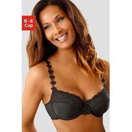 Bügel-BH Nuance, Damen, Gr. 85, Cup E, schwarz, Spitze, Obermaterial: 50% Polyester, 30% Polyamid, 20% Elasthan, BHs BH Spitzenwäsche Bügel-BH Spitzen-BH Hochzeitswäsche Dirndl-BH Hochzeitsdessous Balconette-BH, mit schöner Stickereispitze am Obercup und den Trägern, Dessous