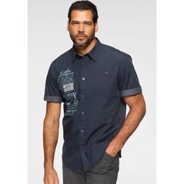 MAN'S WORLD Kurzarmhemd MAN'S WORLD, Herren, Gr. L (41/42), N-Gr, blau (dunkelblau), Obermaterial: 100% Baumwolle, bedruckt, unifarben, bequem, abgestepptes Bündchen, Hemden, mit Print
