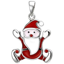 Kettenanh&auml;nger Jobo "Anh&auml;nger Weihnachtsmann", rot, Schmuckanh&auml;nger, Damen, Silber 925 (Sterlingsilber), Kettenanh&auml;nger, 925 Silber