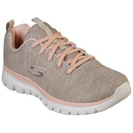 Sneaker Skechers "Graceful - Twisted Fortune", Damen, Gr. 38, beige (beige, rosa), Textil, Mesh, Schuhe Sneaker, Freizeitschuh, Halbschuh, Schn&uuml;rschuh mit Memory Foam