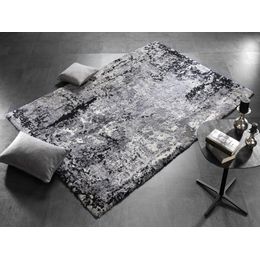 Teppich OCI DIE TEPPICHMARKE "Juwel Liray", grau, B:200cm H:20mm L:290cm, Kunstfaser, Teppiche, Kurzflor, Wohnzimmer, Marmor Optik, Hoch Tief Effekt