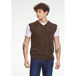 Pullunder LINDBERGH "LINDBERGH Pullunder", Herren, Gr. XL, braun (dk braun mel), Obermaterial: 80% Lammwolle, 20% Nylon, V-Ausschnitt, Pullover