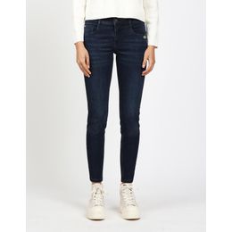 Relax-fit-Jeans Gang "94AMELIE", Damen, Gr. 26, N-Gr, blaunight wash, Denim/Jeans, Obermaterial: 89% Baumwolle, 9% Polyester, 2% Elasthan, regular fit lang, Jeans, mit Used-Effekten