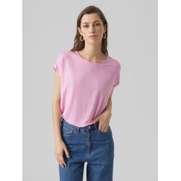 Véro Moda Rundhalsshirt VERO MODA "VMAVA PLAIN SS TOP GAJRS NOOS", Damen, Gr. M, bonbon, Jersey, Obermaterial: 95% Lyocell, 5% Elasthan, unifarben, regular fit normal, Rundhals, Shirts