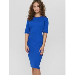 Nümph Jerseykleid NÜMPH "Nümph Dress NURILEY DRESS", Damen, Gr. XS, Normalgrößen, clematis blau, Obermaterial: 92% Baumwolle, 8% Elasthan, Kleider