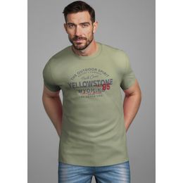 MAN'S WORLD Rundhalsshirt MAN'S WORLD "Neue Kollektion", Herren, Gr. S (44/46), grün (khaki), Single Jersey, Obermaterial: 100% Baumwolle, bedruckt, regular fit, Rundhals, Shirts, mit Print