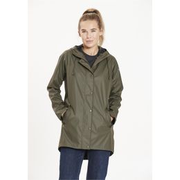 Outdoorjacke WEATHER REPORT "PETRA", Damen, Gr. 34, gr&uuml;n (olivgr&uuml;n, gr&uuml;n), 100% Polyester, bedruckt, unifarben, lang, hoch geschlossener Ausschnitt, Jacken Outdoorjacke, mit 5.000 mm Wassers&auml;ule