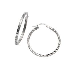 Paar Creolen Firetti "Schmuck Geschenk Silber 925 glänzendes Design diamantiert" Gr. 30, silber (silberfarben), Ohrringe, Damen, 30, Silber 925 (Sterlingsilber)