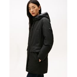 Wintermantel Tommy Hilfiger "PADDED NYLON REG PARKA", Damen, Gr. L (40), schwarz, Web, Obermaterial: 59% Baumwolle, 41% Polyester, unifarben, Mäntel