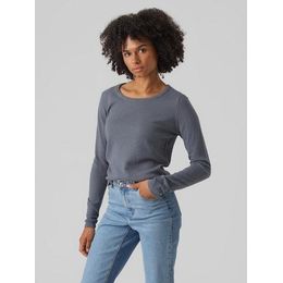 Véro Moda Rundhalspullover VERO MODA "VMCARE STRUCTURE LS O-NECK BLOU NOOS", Damen, Gr. S, stormy weather, Strick, Obermaterial: 100% Baumwolle, Strukturmuster, unifarben, regular fit normal, Rundhals, Rippbündchen, Pullover, mit Strukturmuster