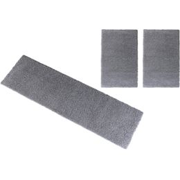 Bettumrandung Bruno Banani "Shaggy Soft" Gr. 14, grau (hellgrau), H:30mm, Obermaterial: 100% Polypropylen, Bettumrandungen, gewebt, Uni-Farben, besonders weich, Bettvorleger, Läufer-Set