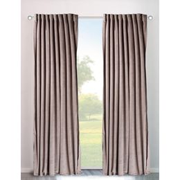 Vorhang my home "Velvet uni" Gr. 2, beige (sand), B:140cm H:175cm, Polyester, Gardinen, Samt, 2-er Set, Vorhang, edel, einfarbig