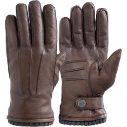 Lederhandschuhe Pearlwood "Newton", Damen, Gr. 8,5, braun, Ziegenleder, Handschuhe, leichte Vintage Optik durch Waxfinish