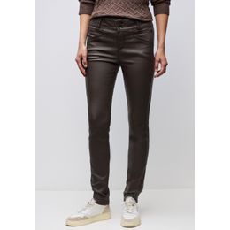 Lederimitathose Street One, Damen, Gr. 42, Länge 30, deep roast braun, Stoff, 79% Viskose, 18% Nylon, 3% Elasthan, unifarben, comfort fit normal, Hosen, mit Coating