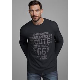 MAN'S WORLD Rundhalsshirt MAN'S WORLD "Neue Kollektion", Herren, Gr. L, schwarz, Single Jersey, Obermaterial: 100% Baumwolle, bedruckt, regular fit, Rundhals, Bündchen, Shirts, mit Bündchen