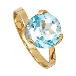Goldring Jobo Gr. 56, gelb (gelbgold 585), Fingerringe, Damen, 56, Gelbgold 585, Goldring, 585 Gold mit Blautopas