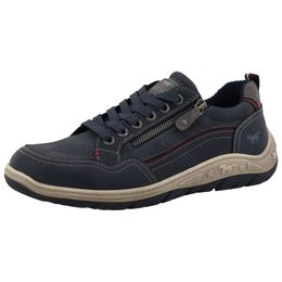 Sneaker Mustang Shoes "Benedetto", Herren, Gr. 40, blau (navy), Lederimitat, Basic, Schuhe, Schnürschuh, Halbschuh mit Reißverschluss
