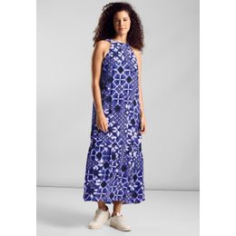 Maxikleid Street One, Damen, Gr. 38, EURO-Größen, blau (violet blau), Stoff, 100% Viskose, bedruckt, gerade lang, Rundhals, Bündchen, Kleider, aus Viskose