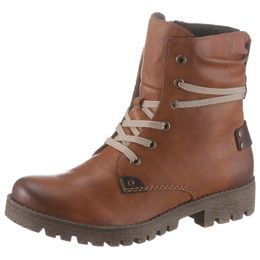 Schn&uuml;rboots Rieker, Damen, Gr. 41 (7/7,5), braun (cognac, used), Lederimitat, used, Schuhe Schn&uuml;rboots, mit herausstechender Schn&uuml;rung, Topseller