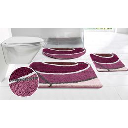 Badematte my home "Juna mit Muster, Badvorleger, Badezimmer Teppich, Duschvorleger" Gr. 2, lila (beere), H:20mm, Polyester, Badematten, Badematte, besonders weich, Design, Badematten, Badteppich