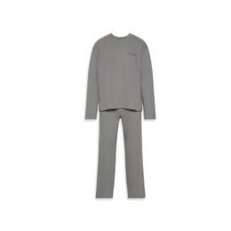 Schlafanzug "LS TEE PANT SET", Herren, Gr. L (52), grau, Jersey, Obermaterial: 100% Baumwolle, Calvin Klein Underwear, unifarben, körpernah lang, Rundhals, eingesetzt gerader Abschluss, Homewear-Sets, Mit elastischem Bund